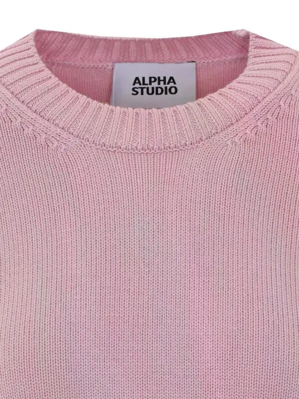 Alpha Studio Ribbed-trim Crew-neck Sweater