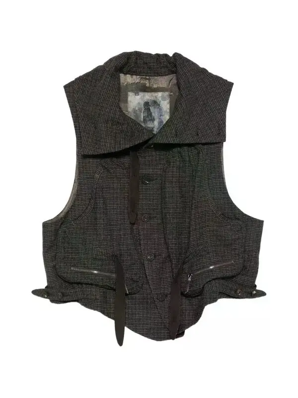 ZIGGY CHEN Check-pattern Panelled Gilet