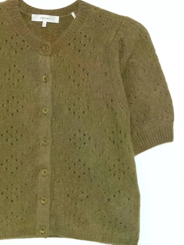 FRAME Pointelle-knit Short-sleeve Cardigan