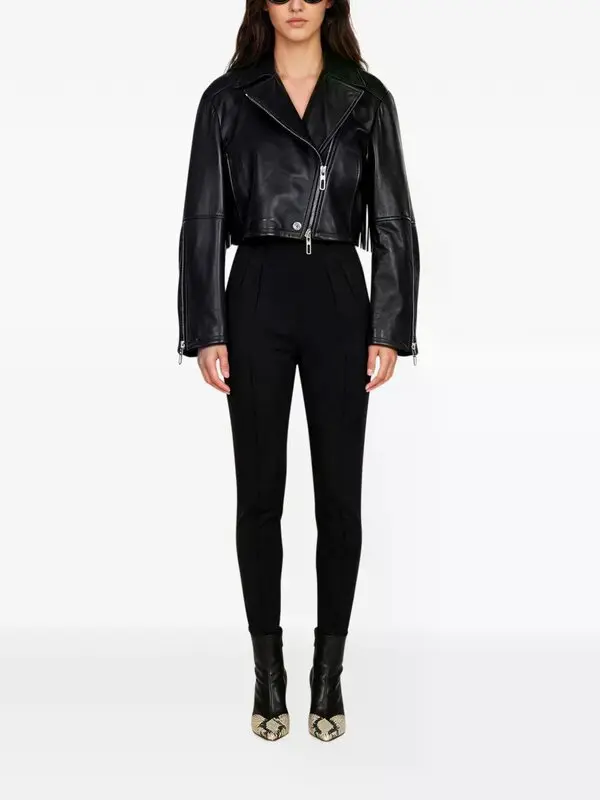 Sportmax Fringe-detail Biker Leather Jacket