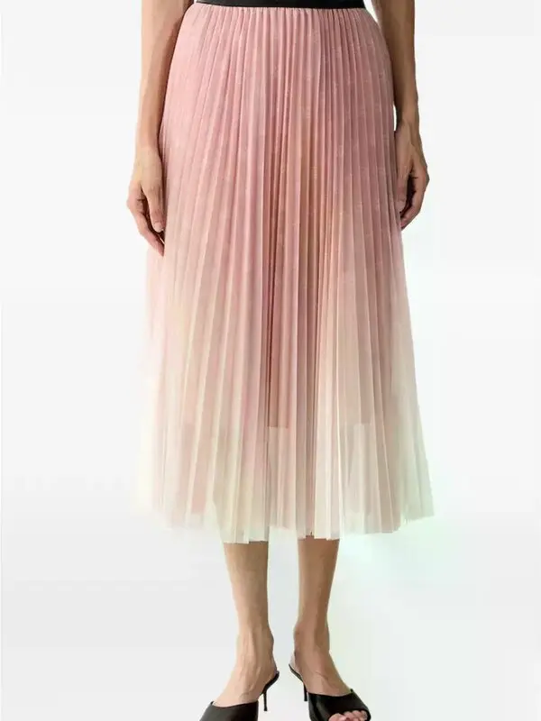 Karl Lagerfeld Pleated Mesh Midi Skirt - Pink