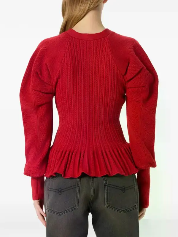 Blumarine Cable-knit Peplum Cardigan