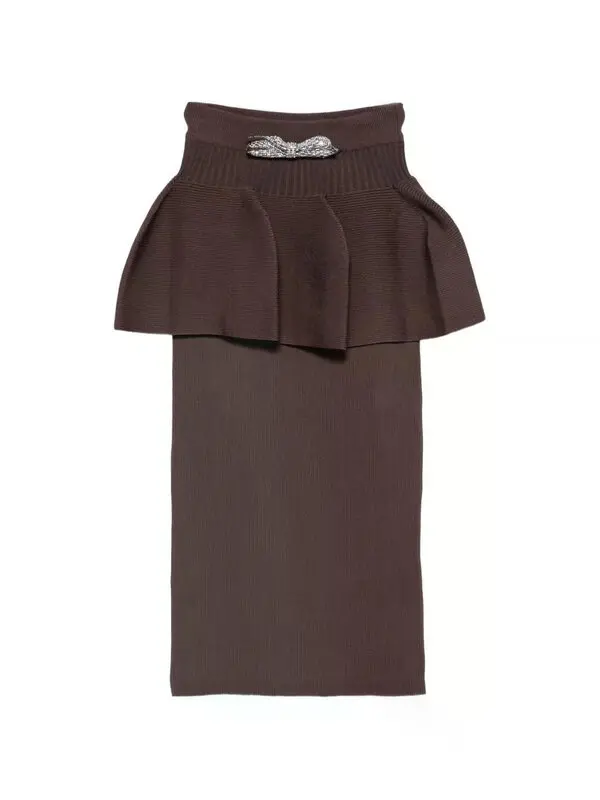 GENNY Bow-embellished Peplum Midi Skirt