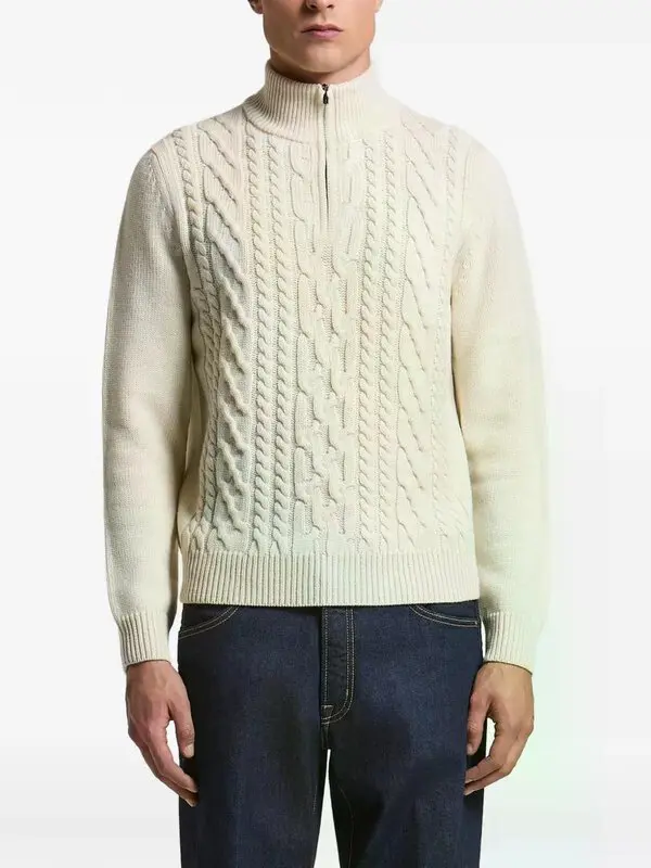 Peserico Cable-knit Quarter-zip Sweater - Neutrals