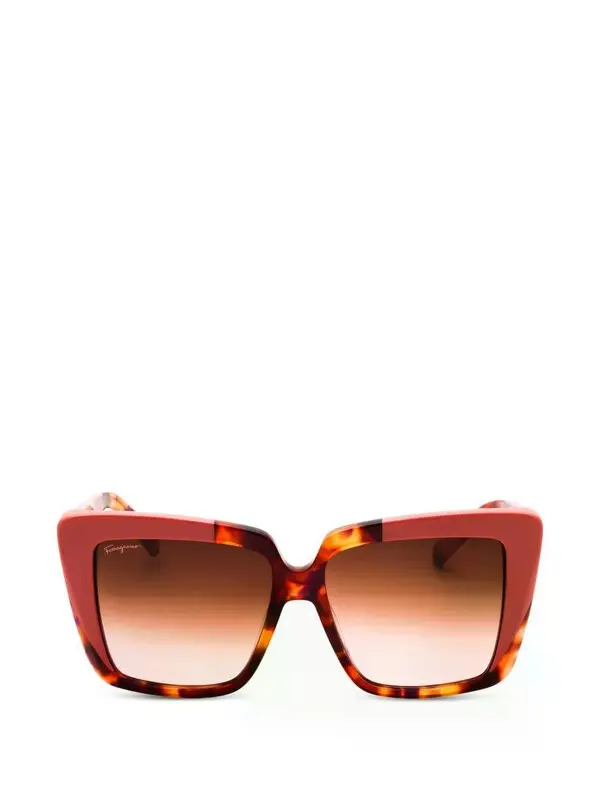 FERRAGAMO Square-frame Tortoiseshell-effect Sunglasses - Red