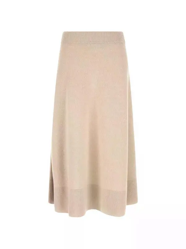 Agnona Knitted Flared Cashmere Midi Skirt - Neutrals