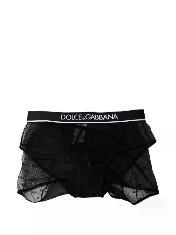 Dolce & Gabbana Lace-trimmed Mesh Briefs - Black