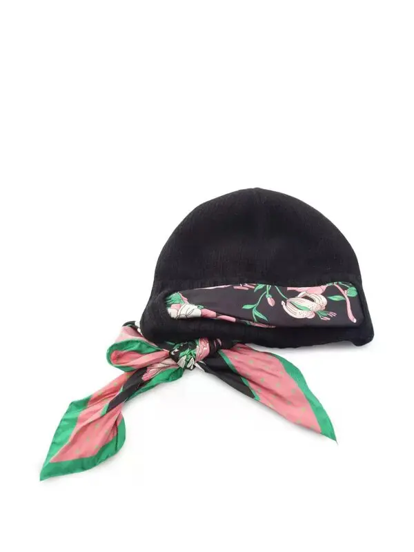 Gucci 2010s Double G Silk Scarf Beanie Hat