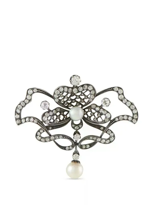 LB EXCLUSIVE Diamond And Pearl Brooch - Silver