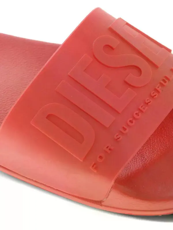 DIESEL® Sa-mayemi Embossed-logo Slides - Red