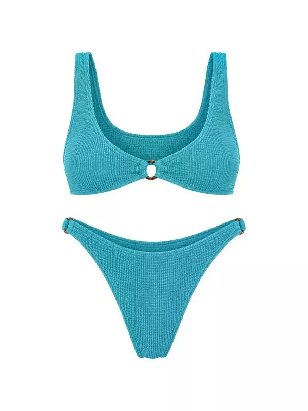 BOUND Crinkled Ring-detail Bikini - Blue