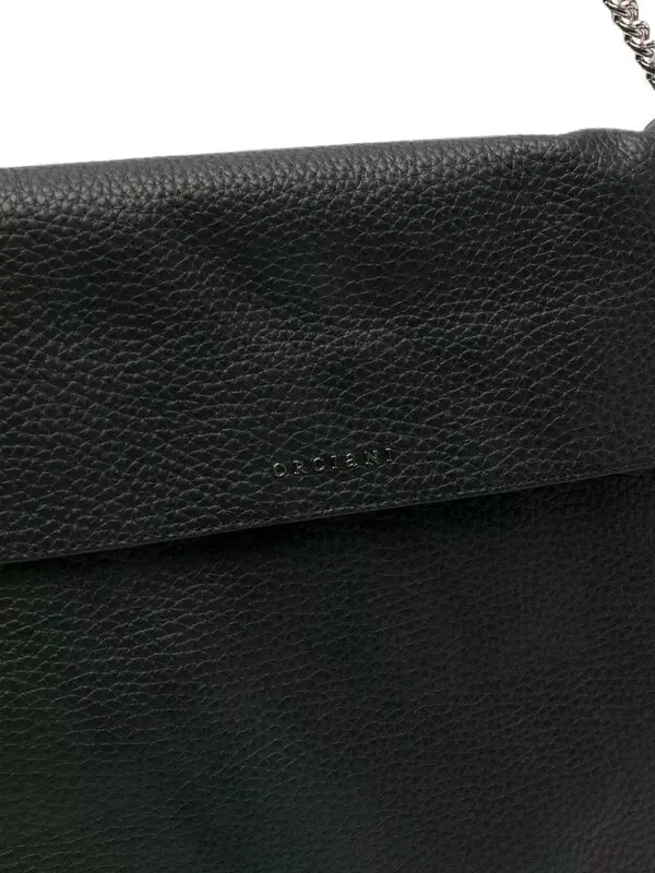 Orciani Grained Leather Chain-link Shoulder Bag - Black