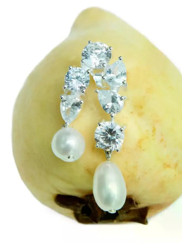 Completedworks Cascading Pearl And Zirconia Drop Earrings