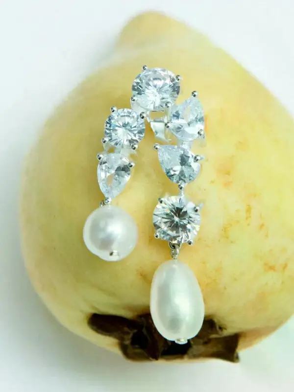 Completedworks Cascading Pearl And Zirconia Drop Earrings