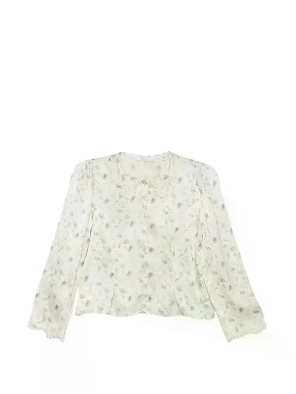DÔEN Elianne Floral-print Lace-trim Top