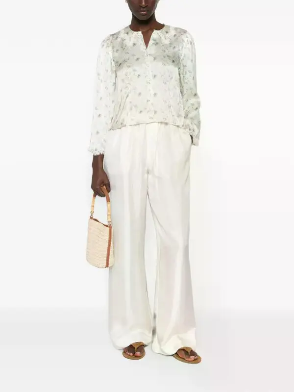 DÔEN Elianne Floral-print Lace-trim Top