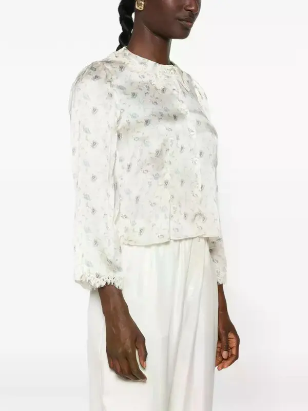 DÔEN Elianne Floral-print Lace-trim Top