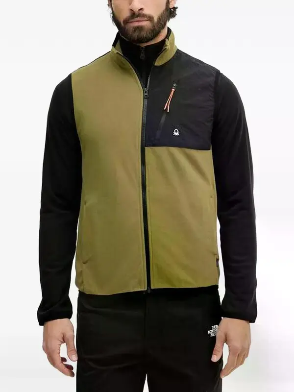 BENETTON Polartec Two-tone Zip-up Gilet - Green