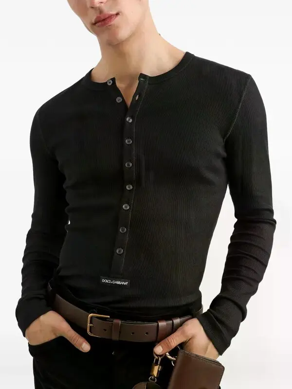 Dolce & Gabbana Serafino T-shirt In Ribbed Cotton