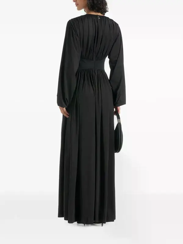Manière De Voir Ivana Cinched Waist Maxi Dress With Detachable Sleeves - Black
