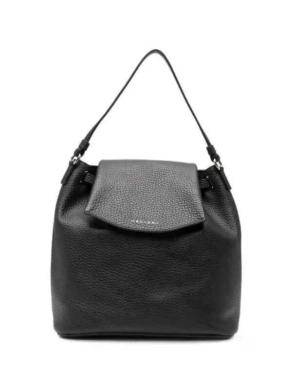 Orciani Grainy Leather Shoulder Bag - Black