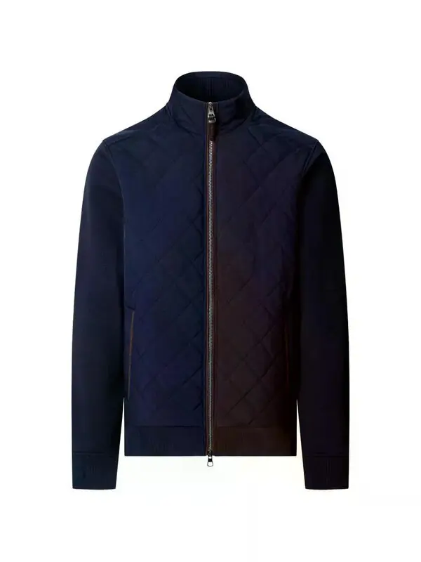 HACKETT  Quilted-panel Zip-up Sweatshirt - Blue