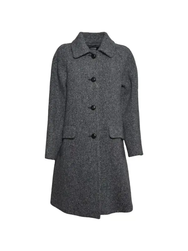 Max Mara Herringbone-pattern Fringed Coat