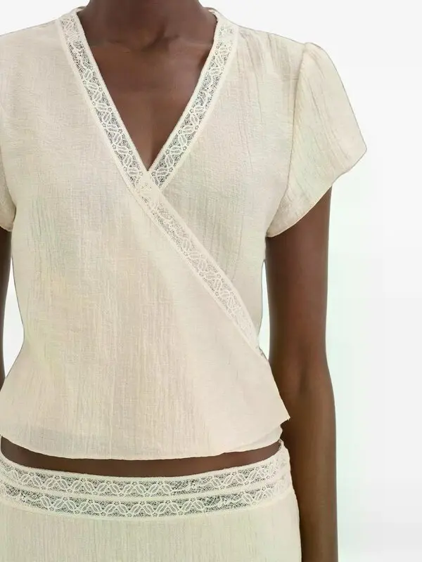 SIR. Nora Lace-trim Wrap Top