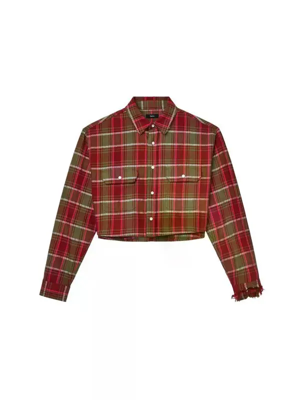 PURPLE BRAND Cropped Plaid Shirt