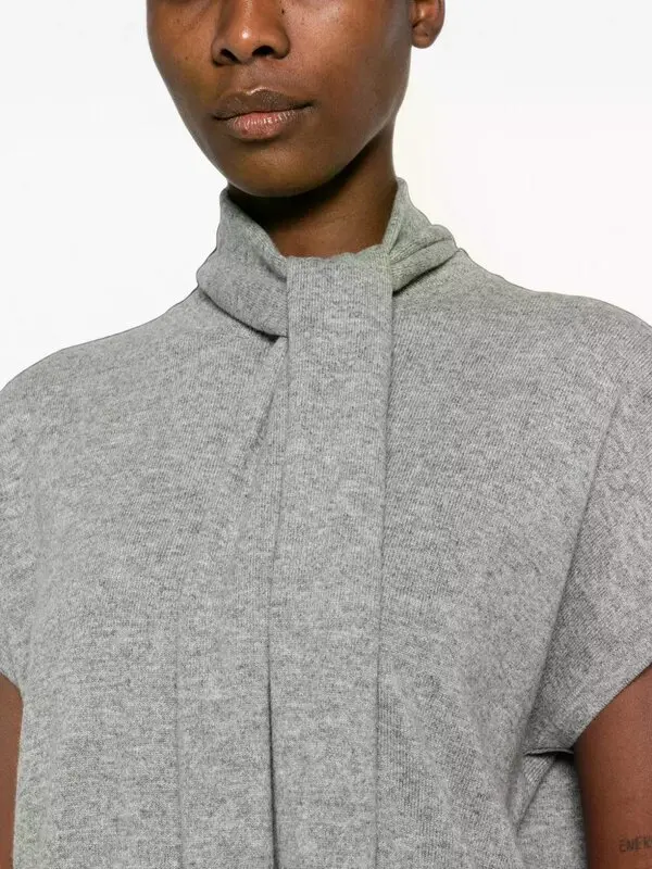 Fabiana Filippi Tie-neck Short-sleeve Sweater - Grey