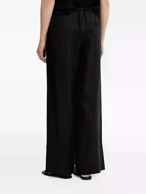 BENETTON Drawstring-waist Linen Trousers - Black
