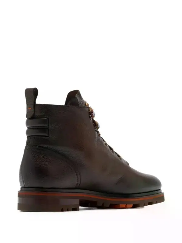 Santoni Lace-up Leather Ankle Boots