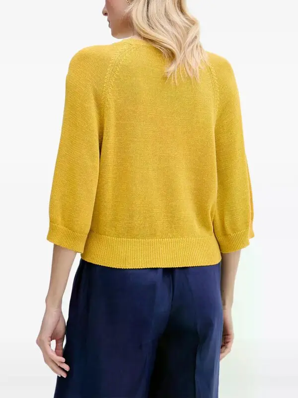 BENETTON Raglan-sleeve Ribbed-trim Sweater - Yellow