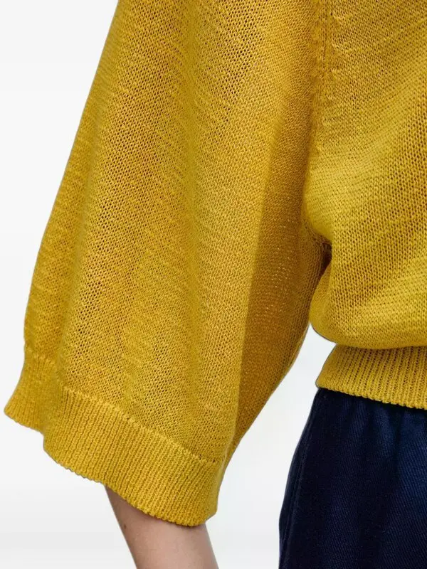 BENETTON Raglan-sleeve Ribbed-trim Sweater - Yellow