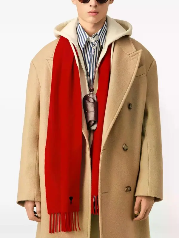 AMI Paris Wool Scarf With De Coeur