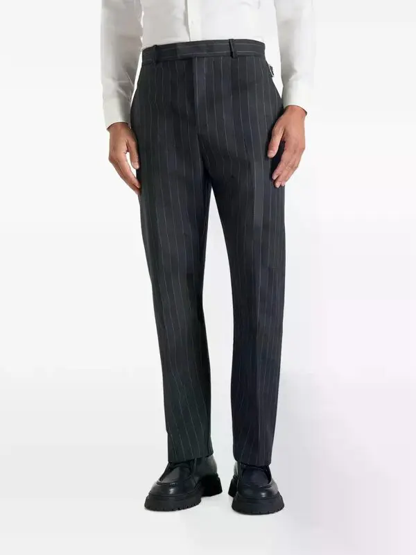 Manière De Voir Joseph In Dark Regular Fit Pinstripe Wool-blend Trousers - Grey