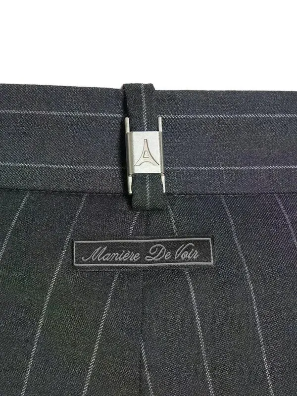 Manière De Voir Joseph In Dark Regular Fit Pinstripe Wool-blend Trousers - Grey