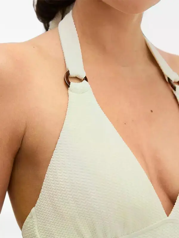Marc O'polo Halterneck Seersucker Swimsuit - Neutrals
