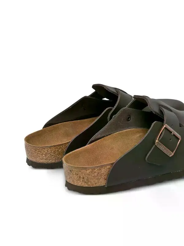 BIRKENSTOCK Boston Leather Flat Mules - Brown