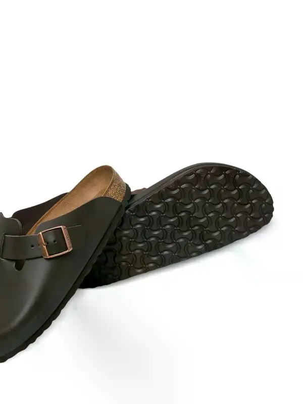 BIRKENSTOCK Boston Leather Flat Mules - Brown