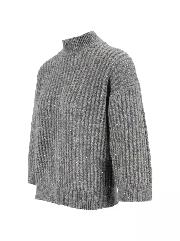 Peserico Sequin-embellished Ribbed-knit Sweater