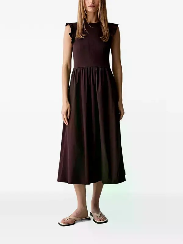 Marc O'polo Ruffled Ribbed-knit Midi Dress - Purple