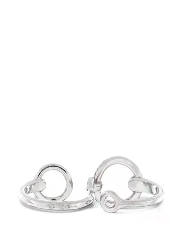 Hermès Filet D'or Double 18k White Gold With Diamonds Large Ring
