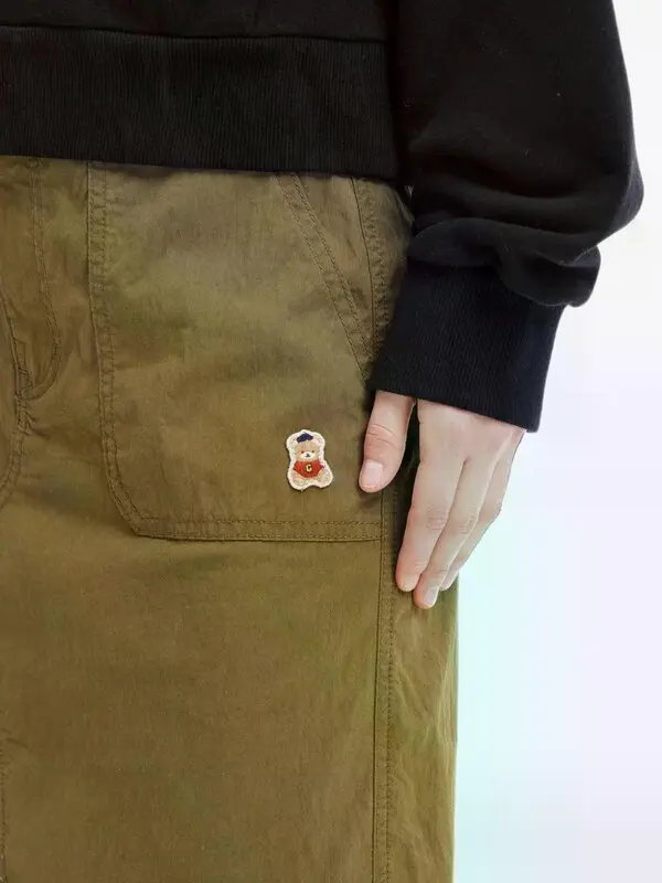 CHOCOOLATE Logo-patch Front-slit Skirt - Green