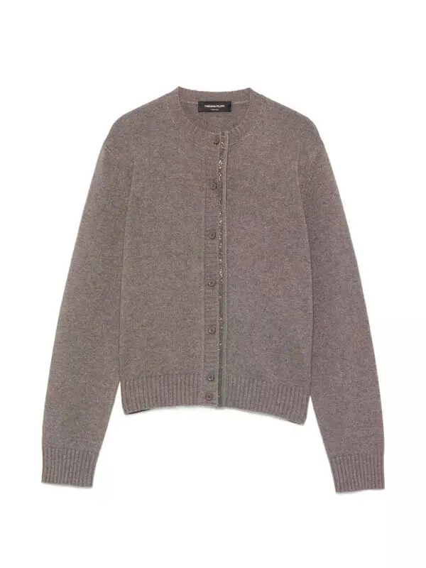 Fabiana Filippi Beaded-trim Knitted Cardigan - Grey