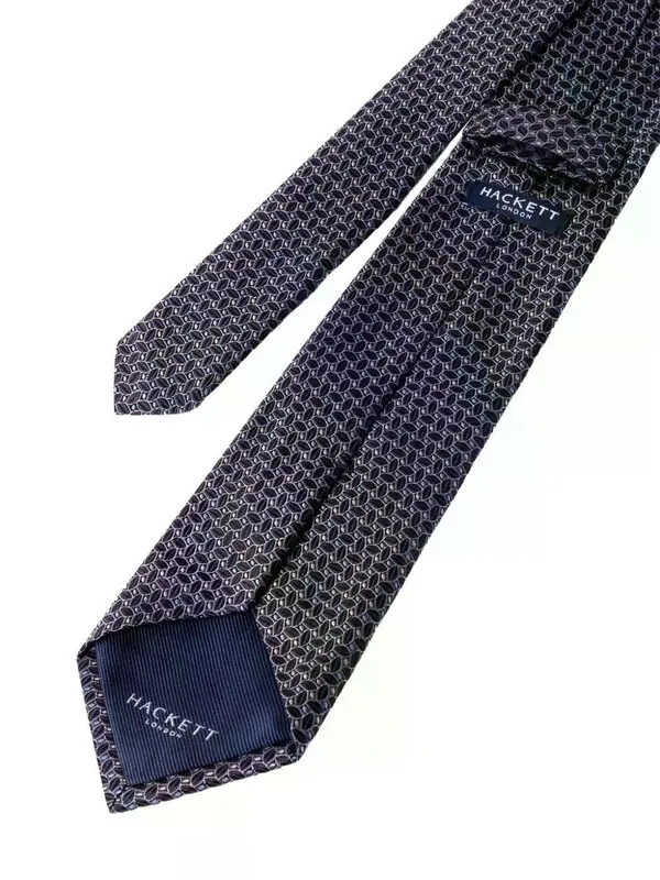 HACKETT  Geometric-pattern Silk Tie - Blue