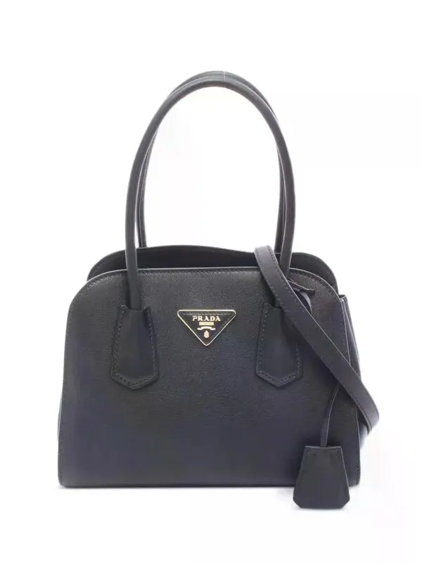 Prada 2020s Logo-plaque Leather Tote Bag