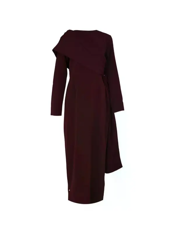LOODYANA Pleated Wrap-around Maxi Dress - Red