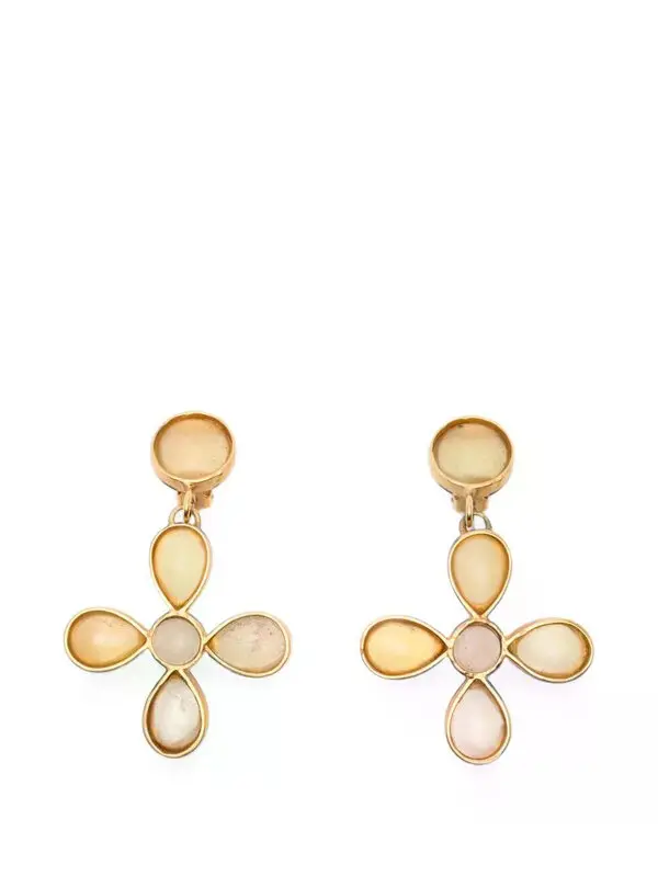 FERRAGAMO 1980s Cabochon Drop Earrings - Gold