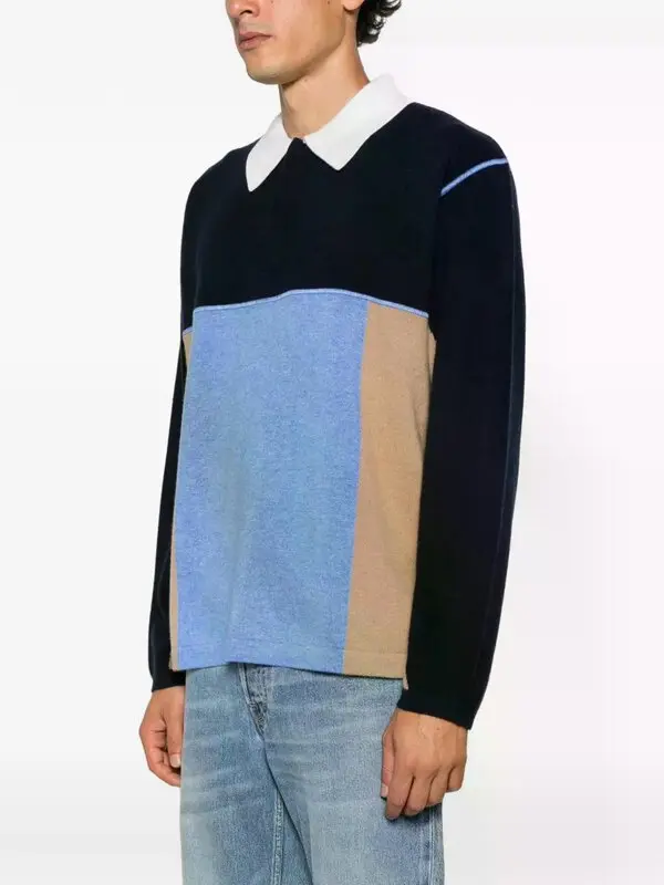 Guest In Residence Colour-block Long-sleeve Polo Shirt - Blue